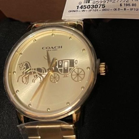 Coach | Accessories | Nwt 95 Coach Grand Horse Carriage Watch Gold Dial ...